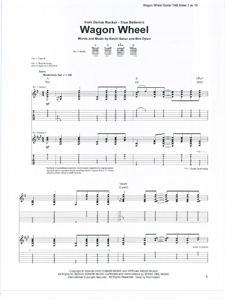 Wagon Wheel Guitar TAB | PDF