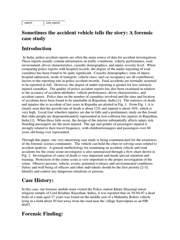 Sometimes The Accident Vehicle Tells The Story: A Forensic Case Study ...
