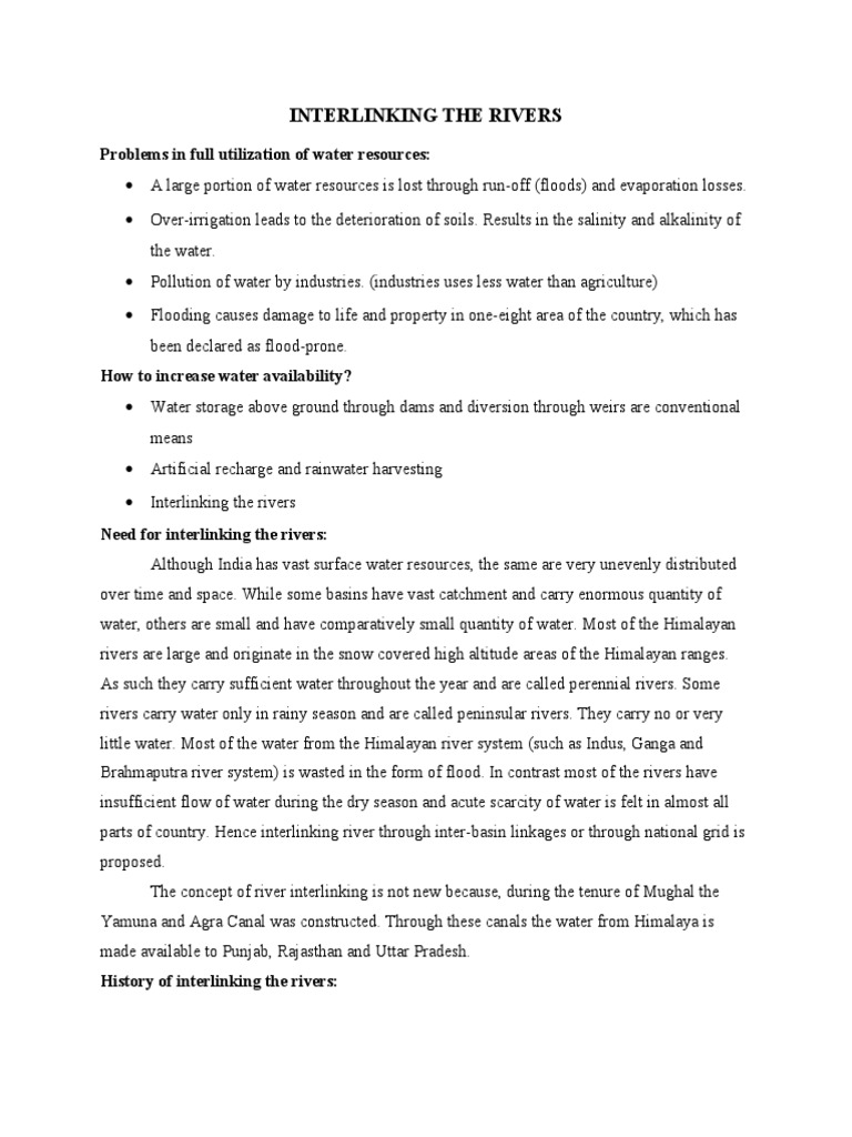 River Interlinking: Challenges & Solutions | PDF | Water Resources | River