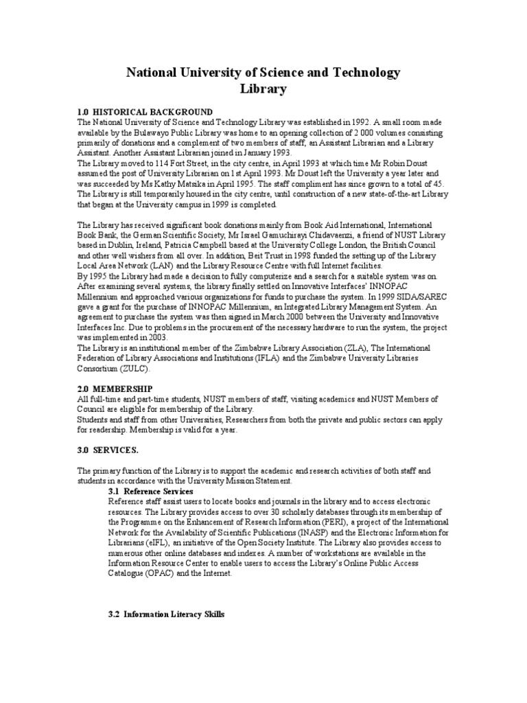 National University of Science and Technology Library | PDF | Libraries ...