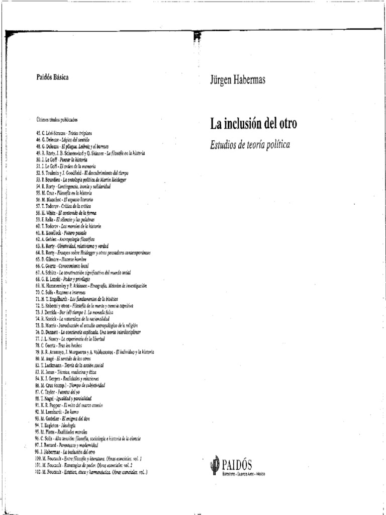 Habermas - La Inclusión Del Otro | PDF