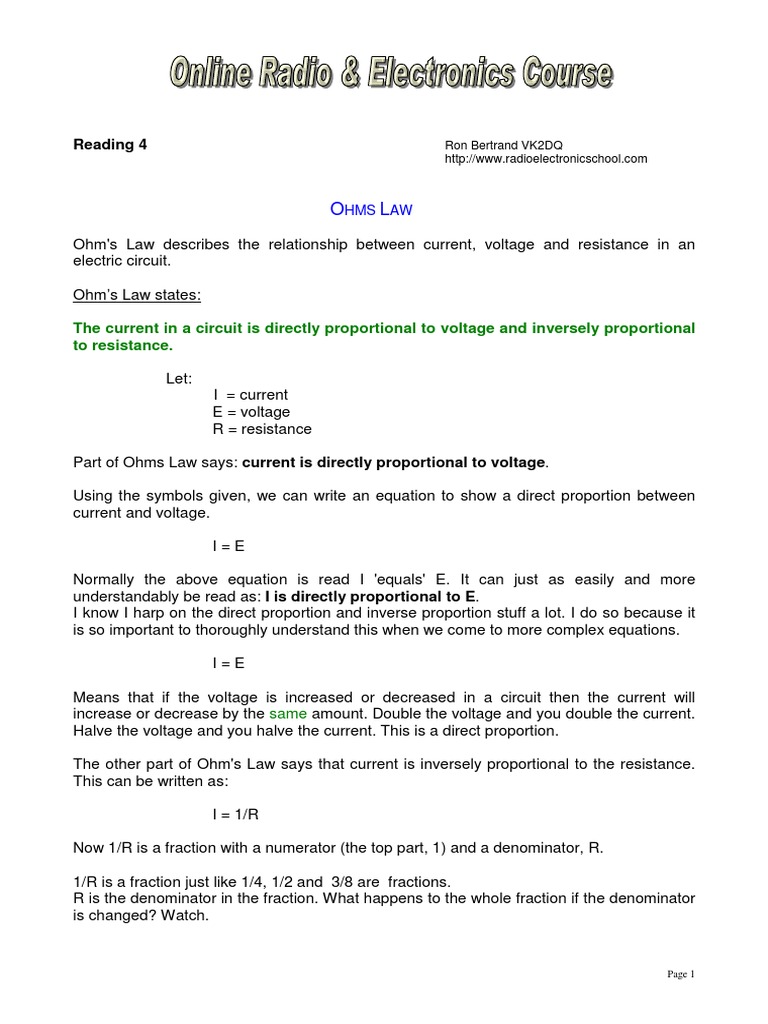 Ohm's Law - Power | PDF | Electrical Resistance And Conductance | Watt