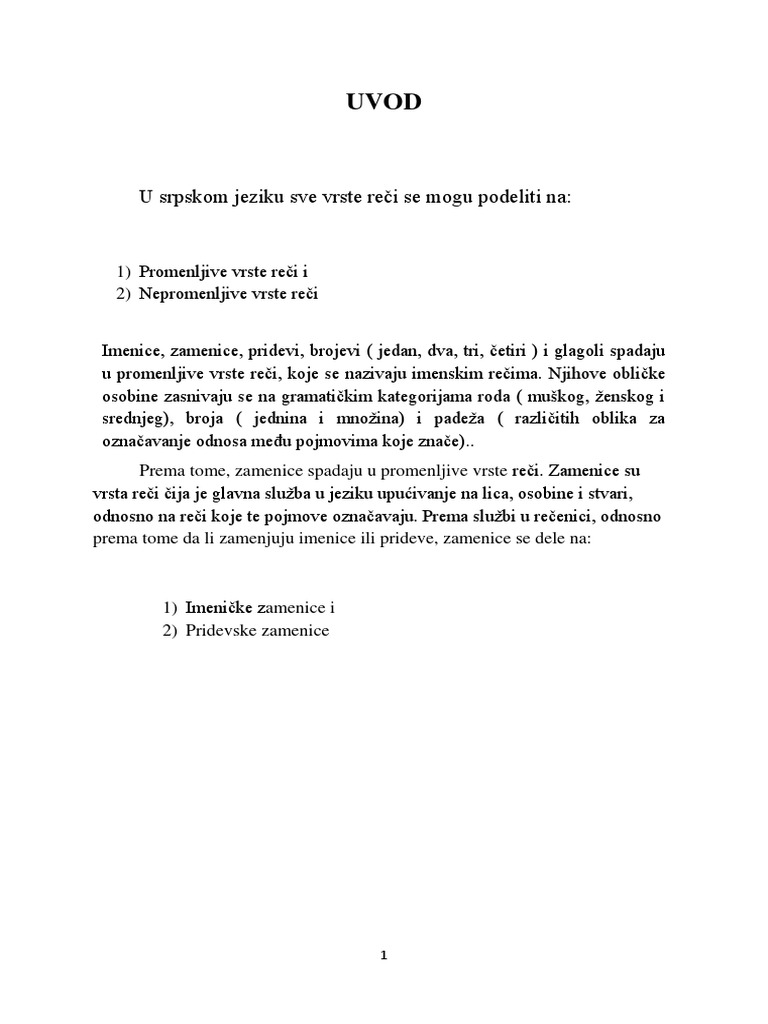 vrste reci u srpskom jeziku