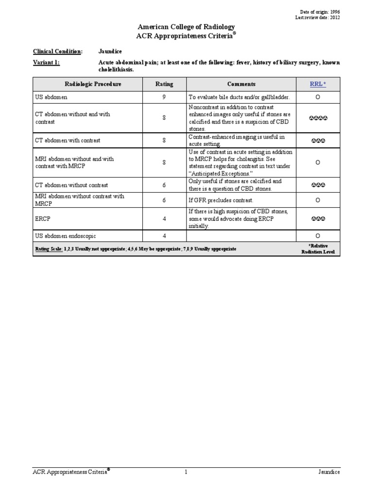 American College of Radiology ACR Appropriateness Criteria | PDF ...