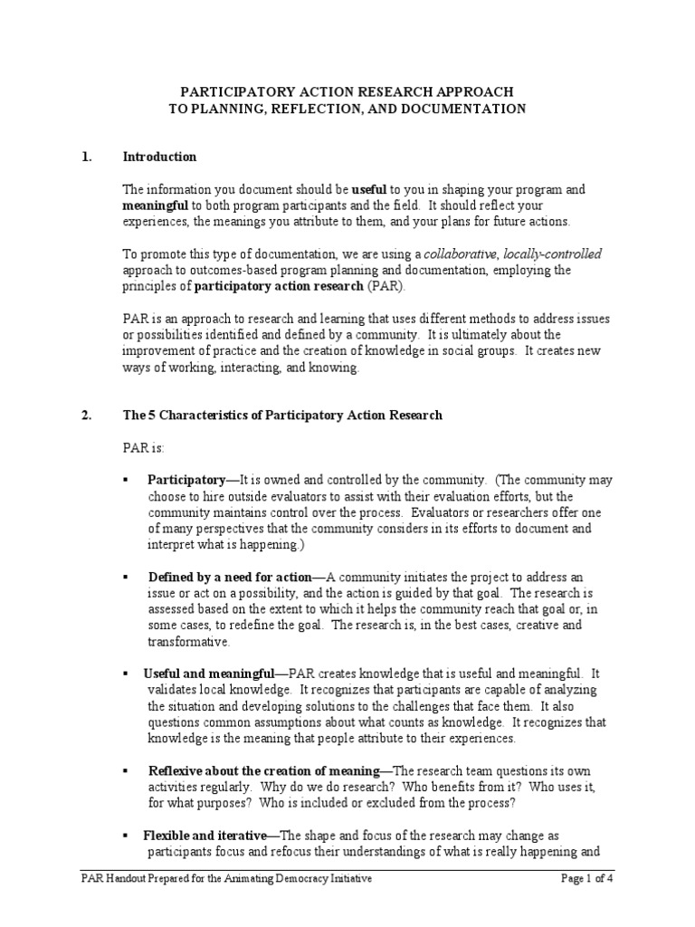 Participatory Action Research | PDF | Participatory Action Research ...