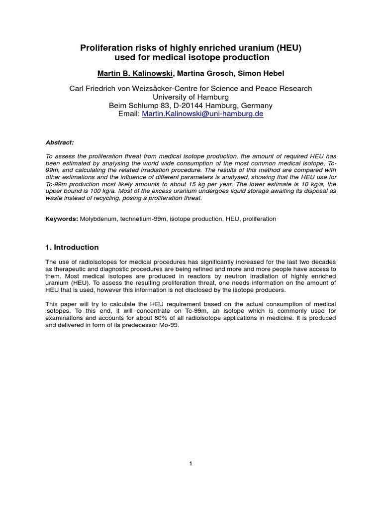 HEU IsotopeProduction ESARDA Final | PDF | Enriched Uranium | Forms Of ...