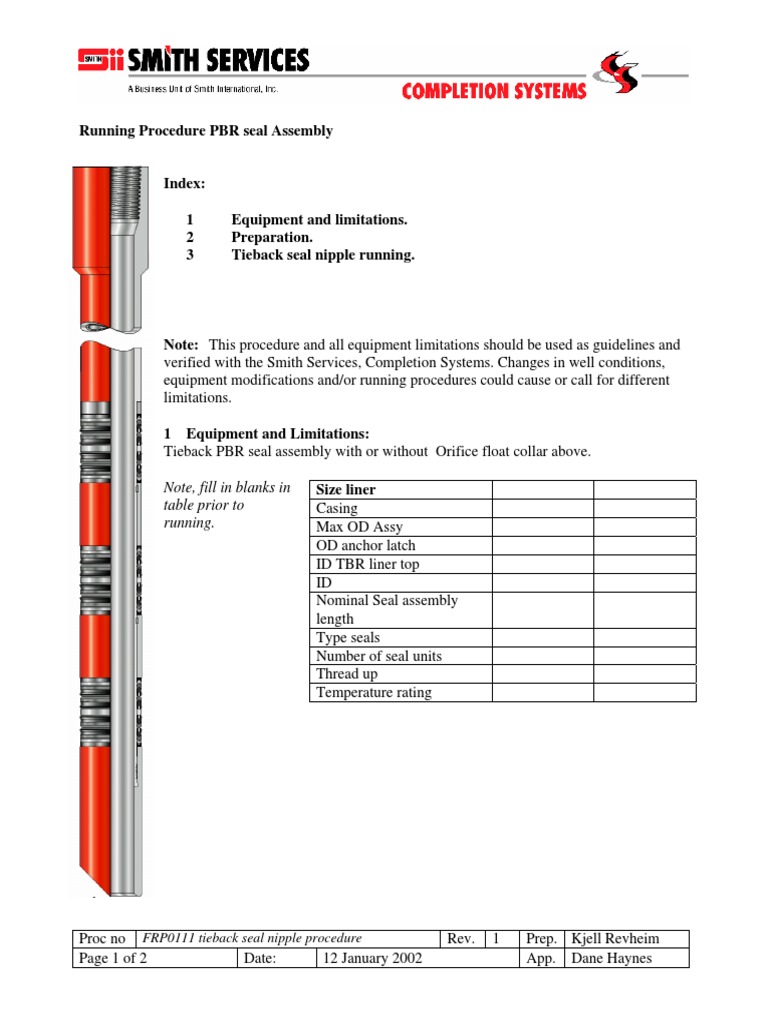 Tie Back Seal Nipple Procedure | PDF | Nature