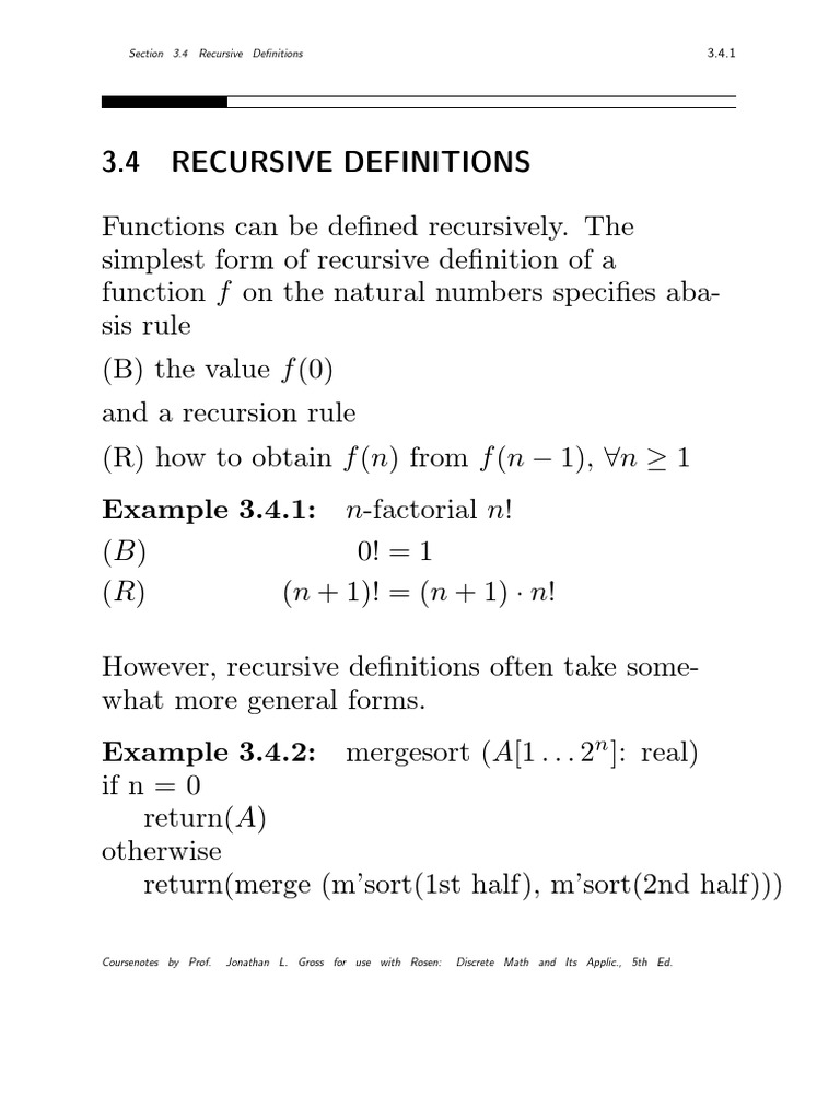 Section 3.4 Recursive Definitions | PDF | String (Computer Science) | Computer Programming