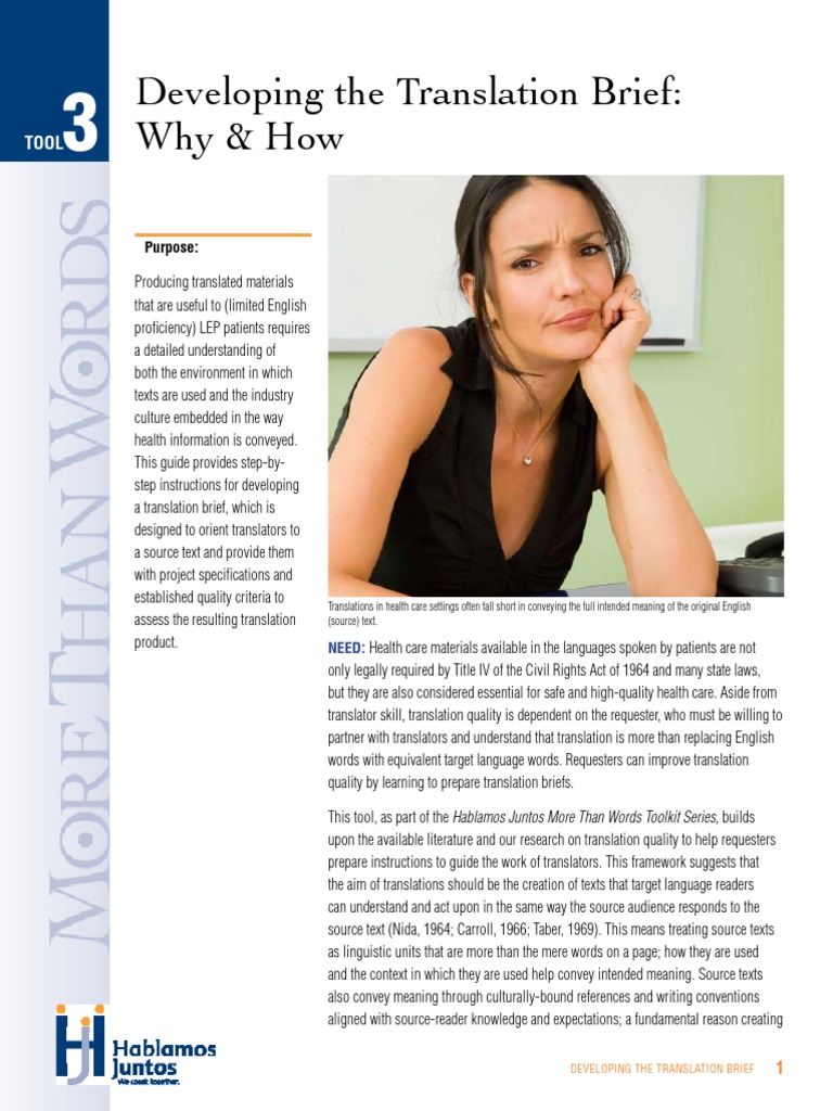 Developing The Translation Brief: Why & How: Tool Tool | PDF ...