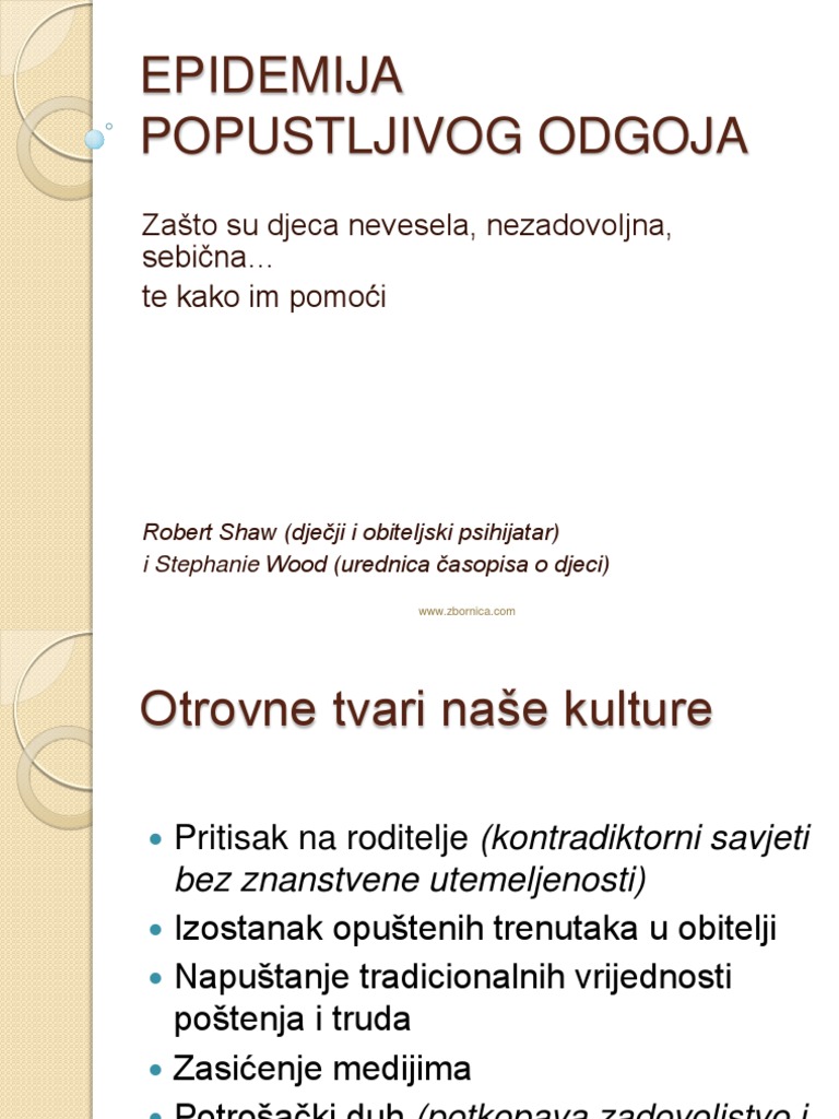 Epidemija Popustljivog Odgoja | PDF