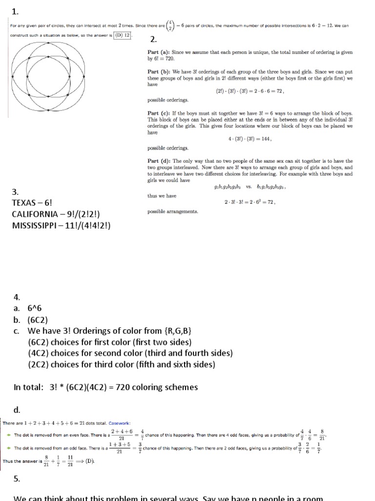 Combinatorial Problems and Solutions | PDF