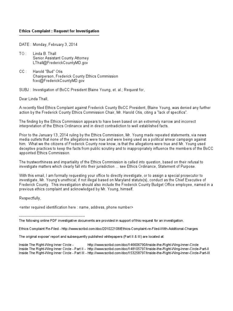 MS WORD: Ethics Investigation Request Template | PDF | Business