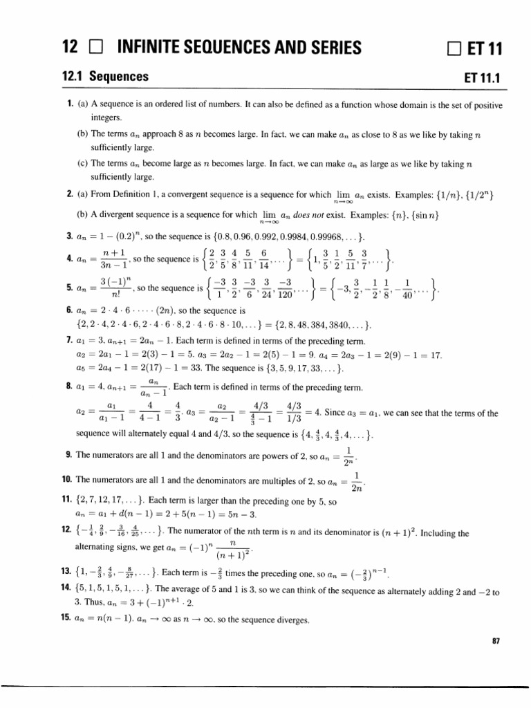 Stewart - Capítulo 11 Sequências Infinitas e Séries | PDF