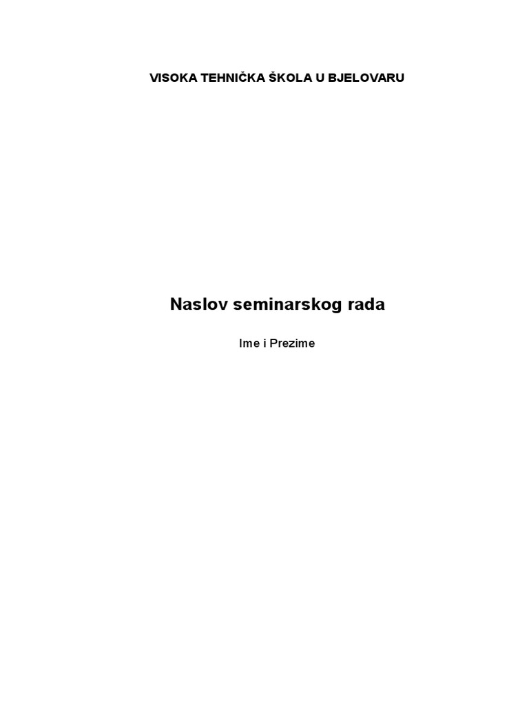 Primjer Seminarskog Rada | PDF