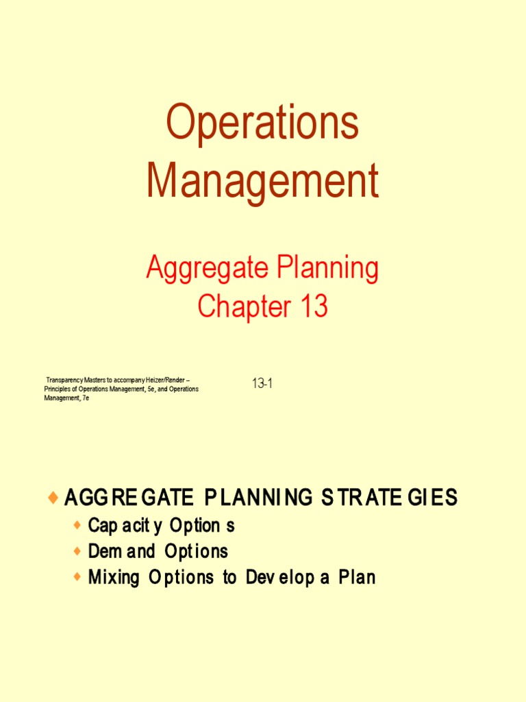 Aggregate Planning | PDF | Operations Management | Prices