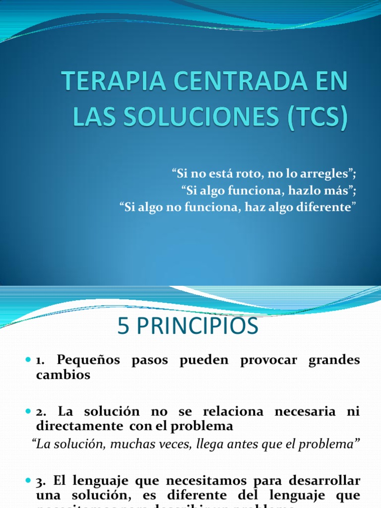 Terapia Centrada en Las Soluciones (TCS) | PDF | Milagro | Comportamiento