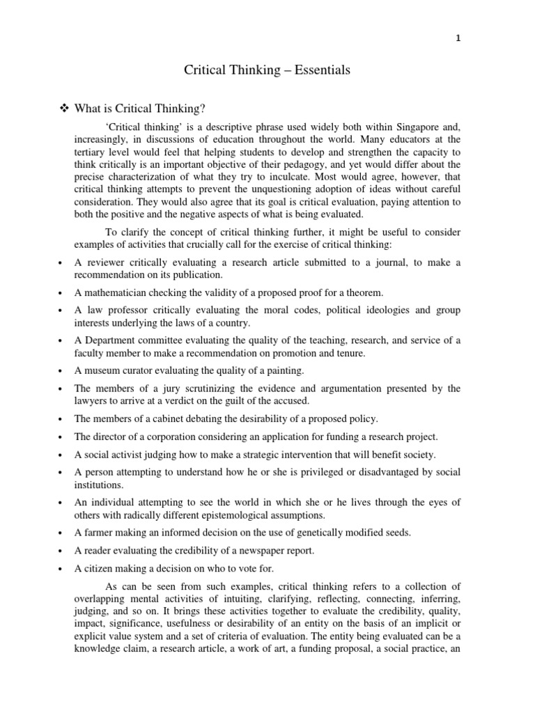 M03 - Critical Thinking | PDF | Critical Thinking | Theory Of Justification