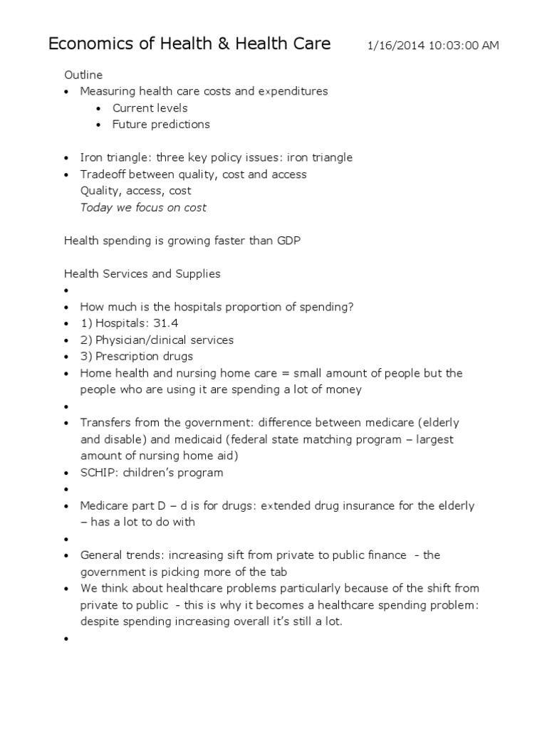 Economics of Health & Health Care: Today We Focus On Cost | PDF ...