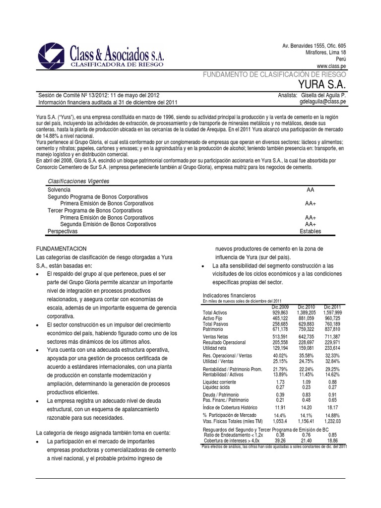 Yura | PDF | Perú | Dividendo