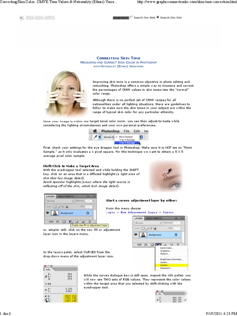 Correcting Skin Color - CMYK Tone Values & Nationality (Ethnic ...