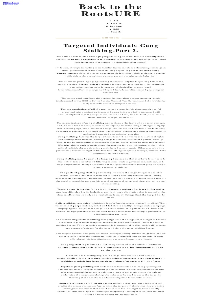 Strahlenfolter Stalking - TI - Targeted Individuals - Gang Stalking ...