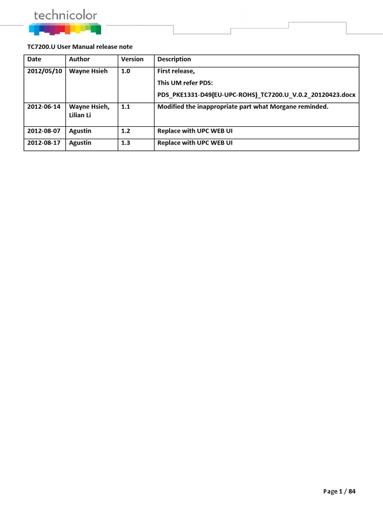 TC7200.U User Manual | PDF | Port (Computer Networking) | Wi Fi