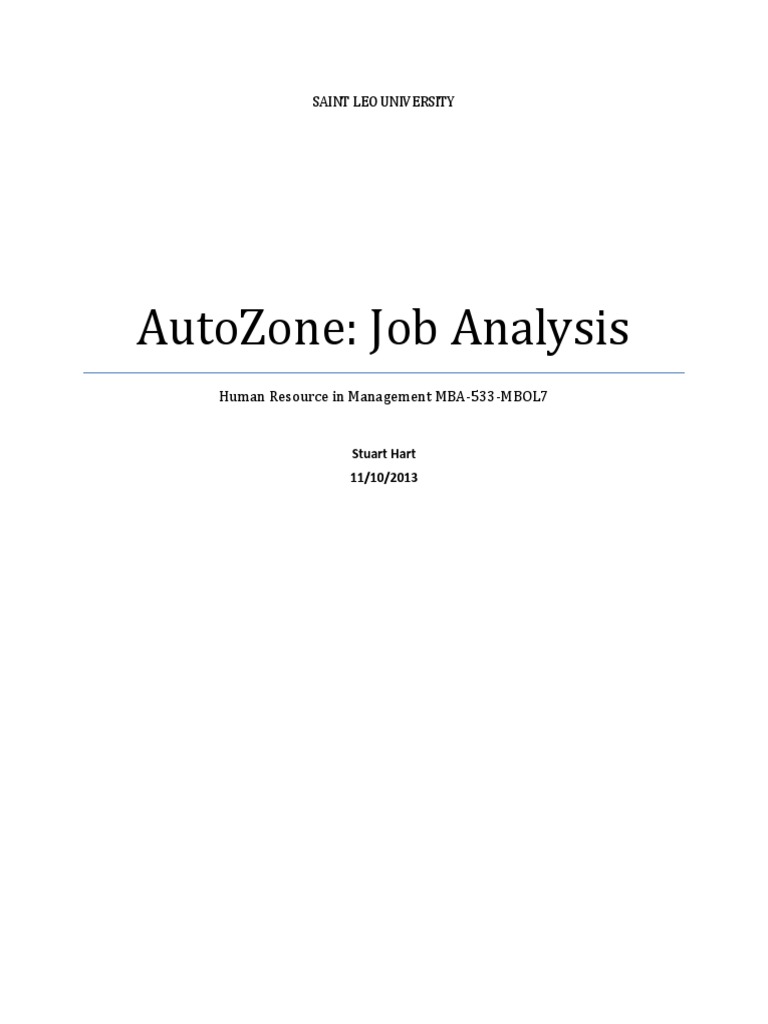 AutoZone Job Analysis | PDF | Human Resource Management | Retail