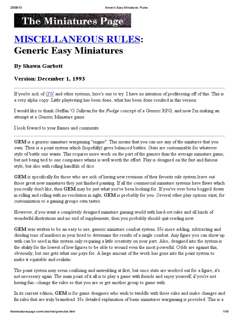 Generic Easy Miniatures Rules | PDF | Infantry | Wars & Military