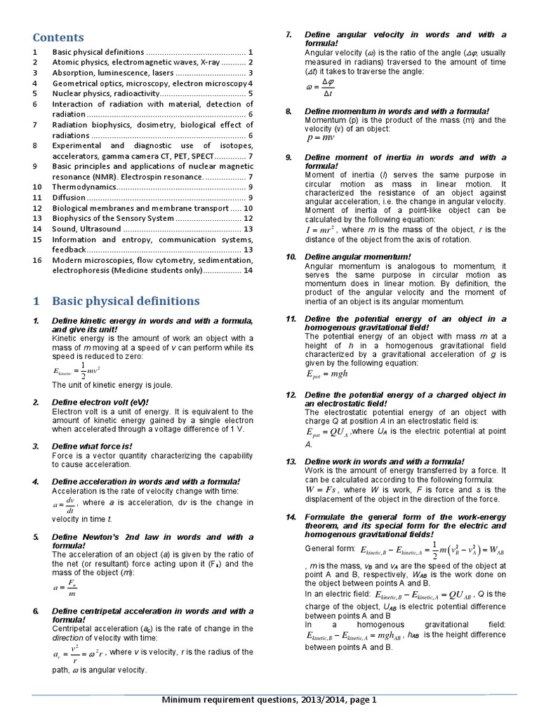 New Minimum Requirement Questions For Biophysics | PDF | Radioactive ...