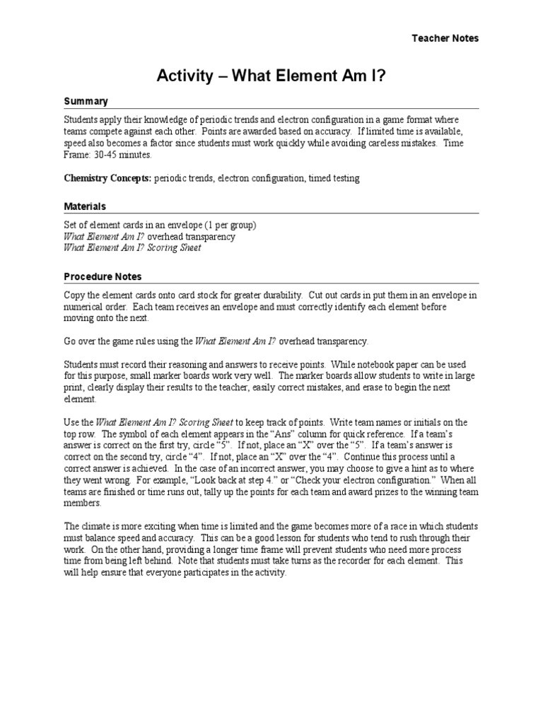 Chemistry Game: Periodic Trends Challenge | PDF | Ion | Electron ...