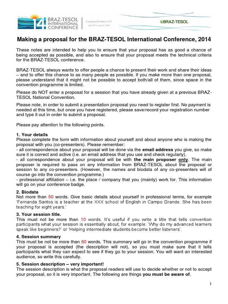 Making A Proposal For The Conference | PDF | Learning | Cognition