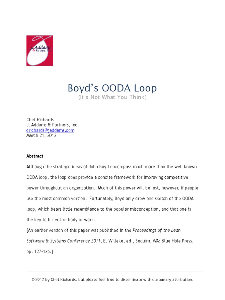 Boyd's Real OODA Loop | PDF | Maneuver Warfare | Scientific Method