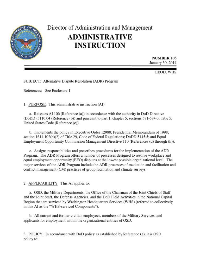 ADR Program Administrative Instruction | PDF | Mediation | Alternative ...
