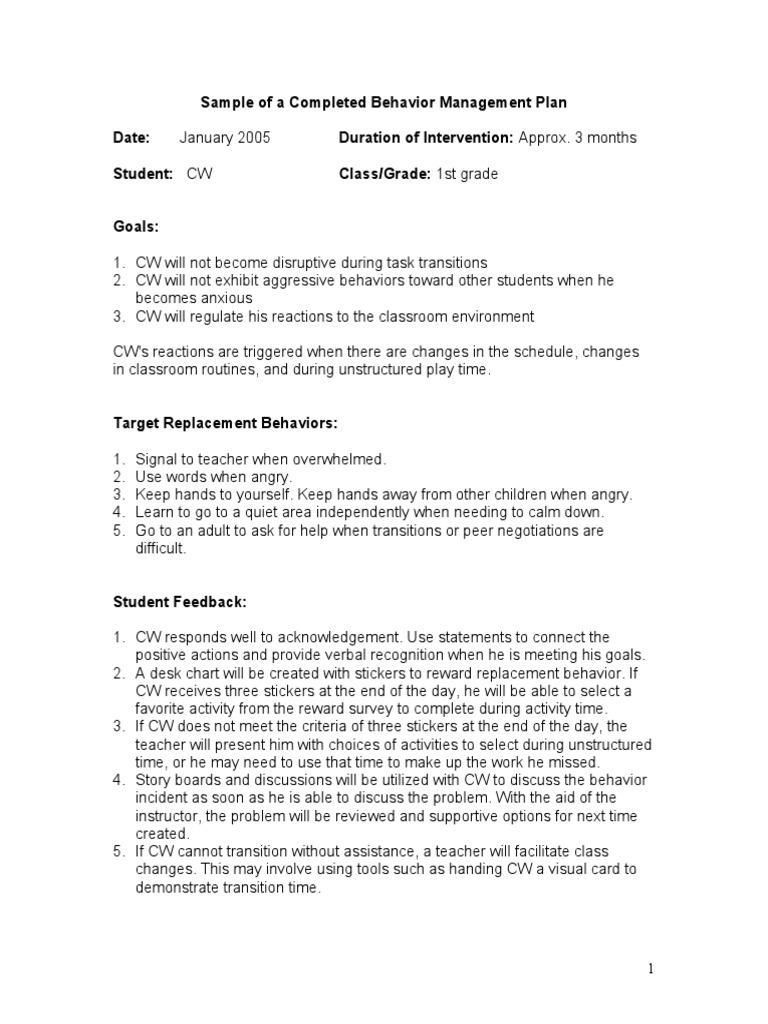 Sample Management Plan | PDF | Psychotherapy | Clinical Psychology