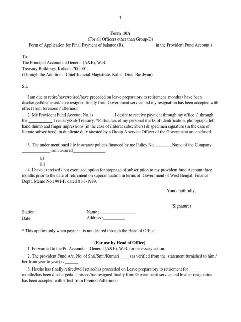 Form 10a, GPF | PDF | Service Industries | Economies