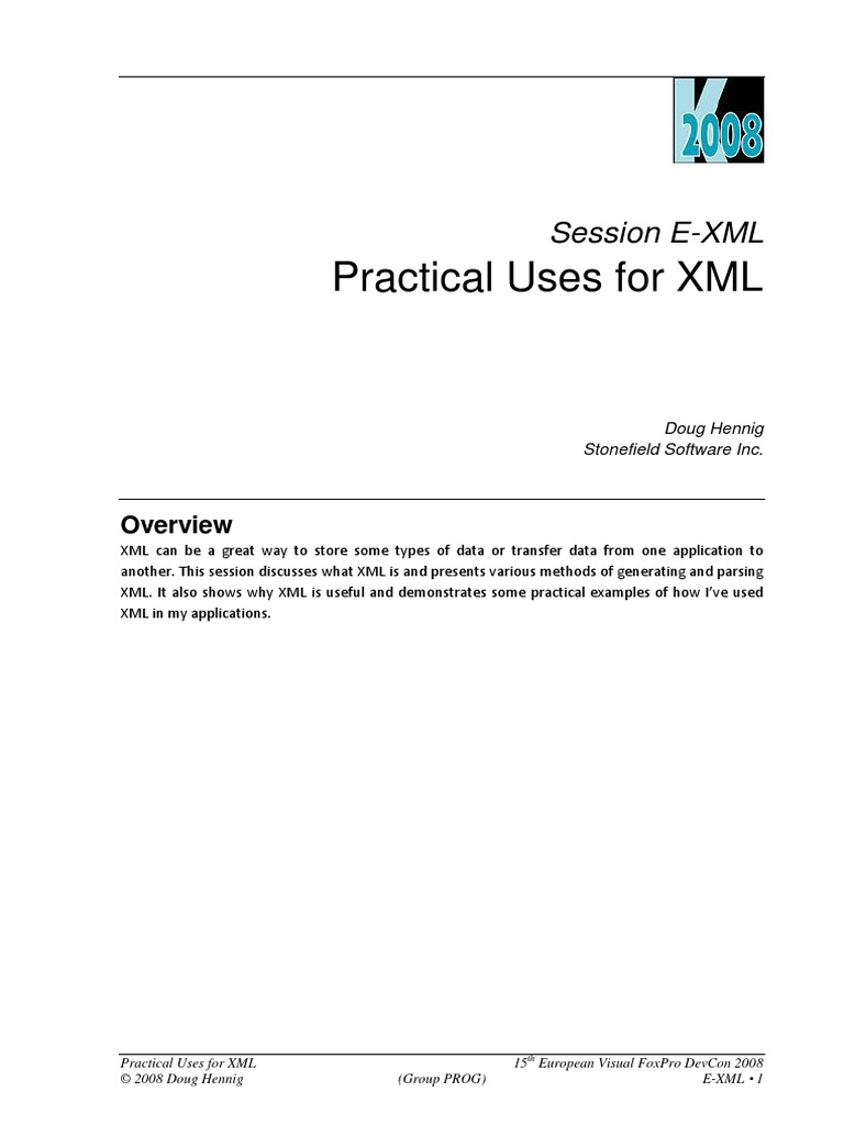 Practical Uses For Xml Pdf Xml Schema Xml