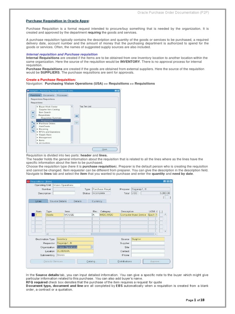 Creating and Approving Purchase Requisitions in Oracle Applications and ...