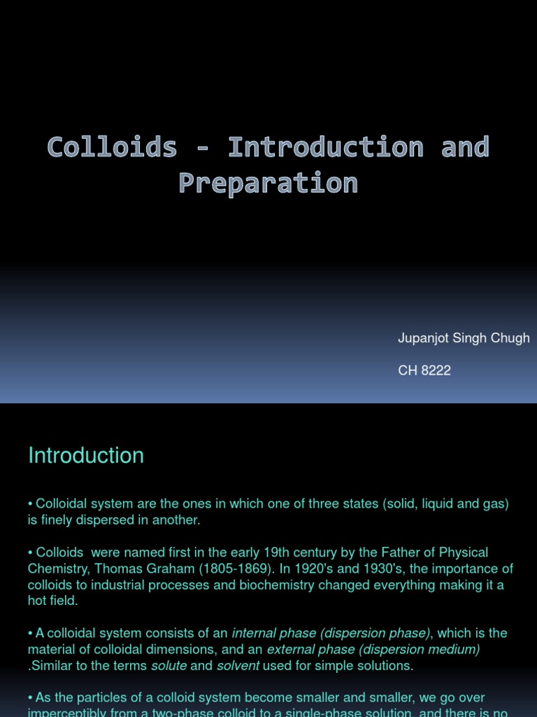 11 1 Colloids Synthesis | PDF | Colloid | Solution