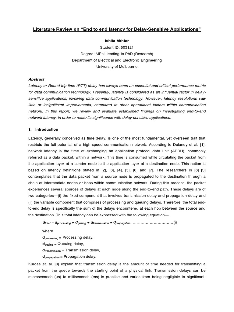 Assignment A (COMP90044) | Download Free PDF | Latency (Engineering) | Computer Network