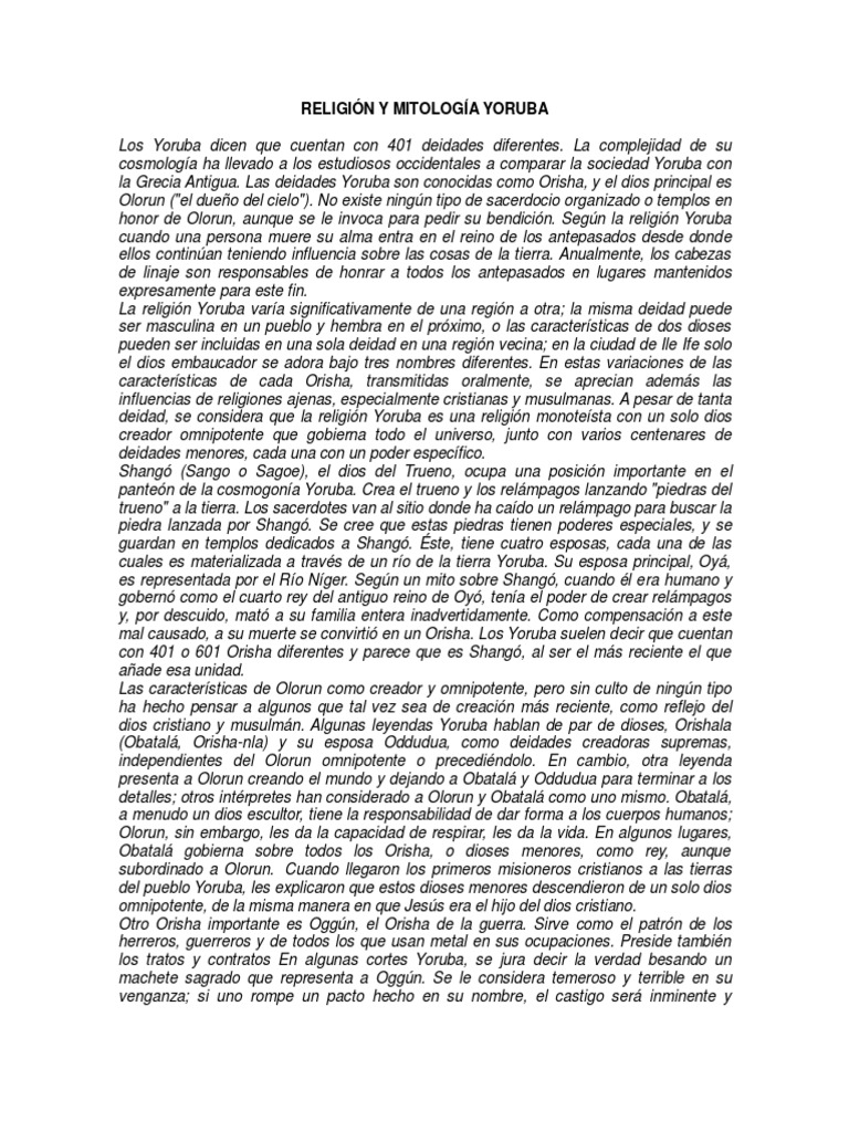 La Religion Yoruba | PDF | Religión y creencia