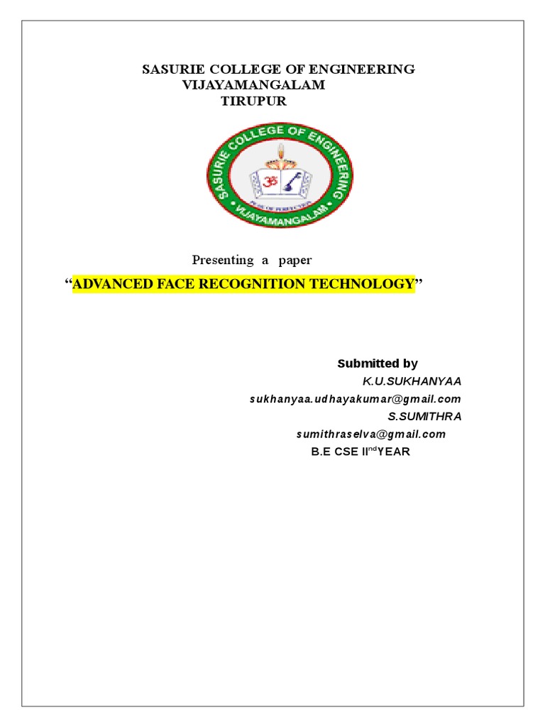 Face Recognition Ieee Paper Based On Image Processing | PDF ...