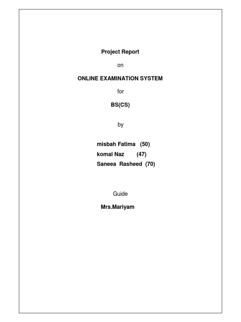Online Examination System Project Report | PDF | Conceptual Model ...
