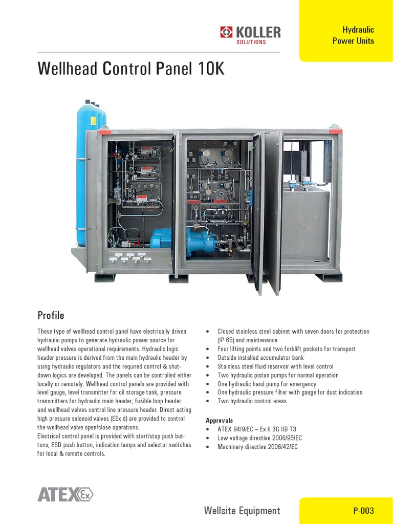 P 003 Wellhead Control Panel 10K | PDF | Valve | Pump