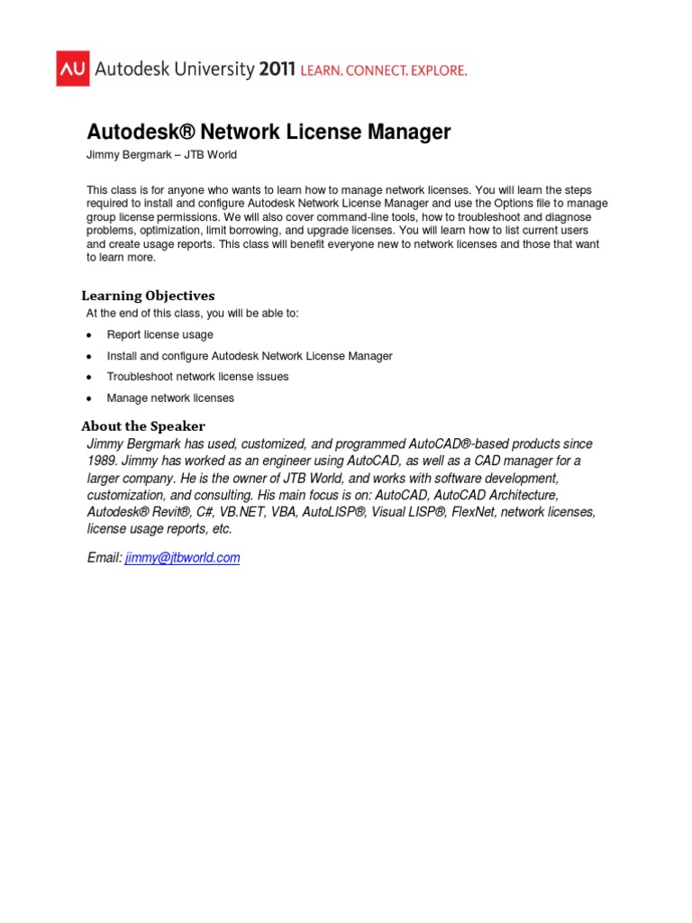 CM3943 - Autodesk® Network License Manager | PDF | Server (Computing ...