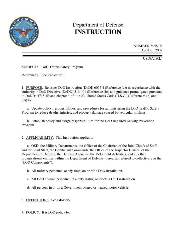 Dodi 6055.4 | PDF | United States Department Of Defense | Traffic