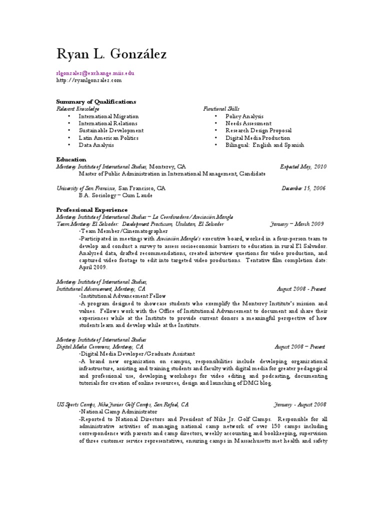 Ryan Gonzalez Resume | PDF