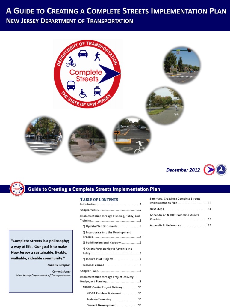 NJDOT Complete Streets Implementation Guide | PDF | Policy | Cycling ...