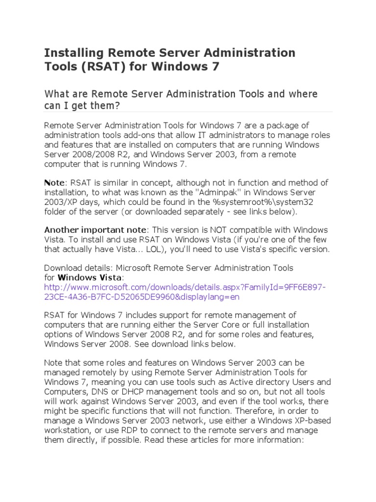 Installing and Configuring Remote Server Administration Tools (RSAT ...
