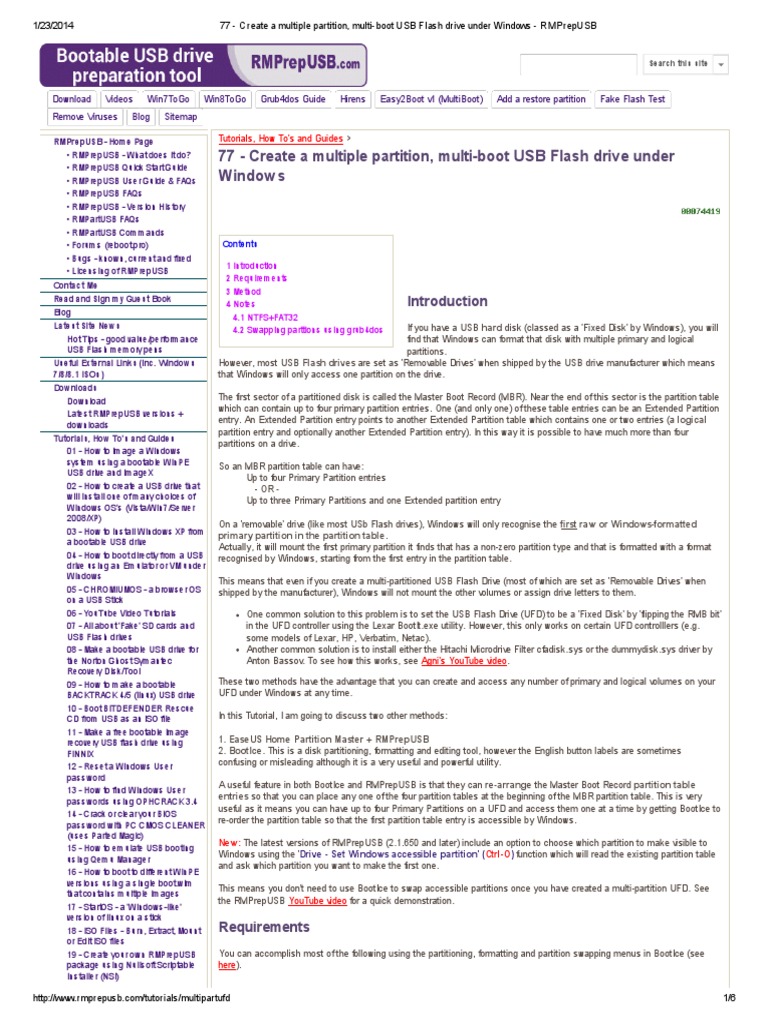 Create A Multiple Partition, Multi-Boot USB Flash Drive Under Windows ...