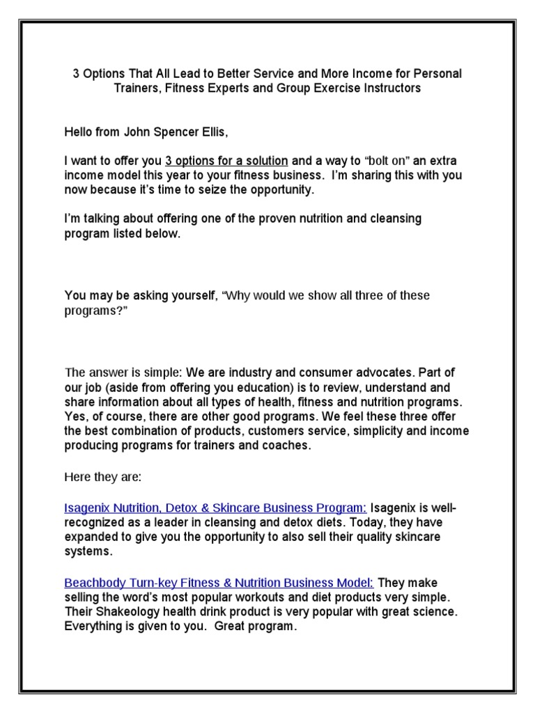 Personal Trainer Nutrition Business Models | PDF